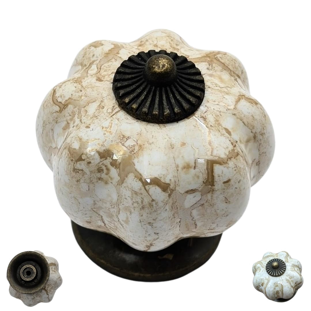 DIY Decor Hub - 20 pcs Antique Brass Brown Ceramic Pumpkin Cabinet ...