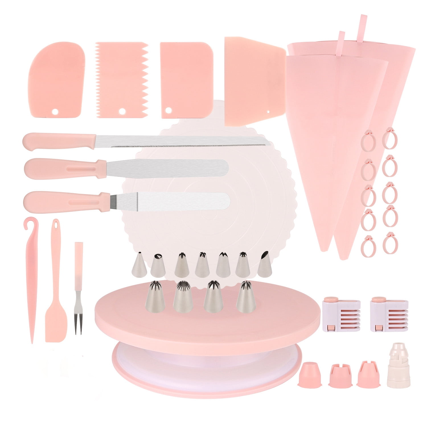 DIY Decorating Tool Set With Cream Turntable And Piping Tips For Cakes ...