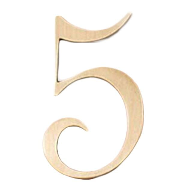DIY Decorative Brass House Number Door Sign, Number 5 - 2 Piece ...