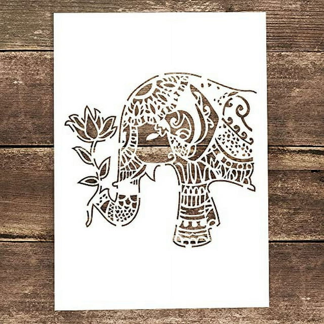 DIY Decorative Elephant Stencil Template for Painting on Canvas Wood ...