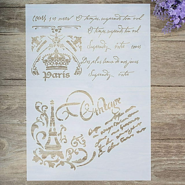 DIY Decorative French Script Stencil Template for Painting on Walls ...
