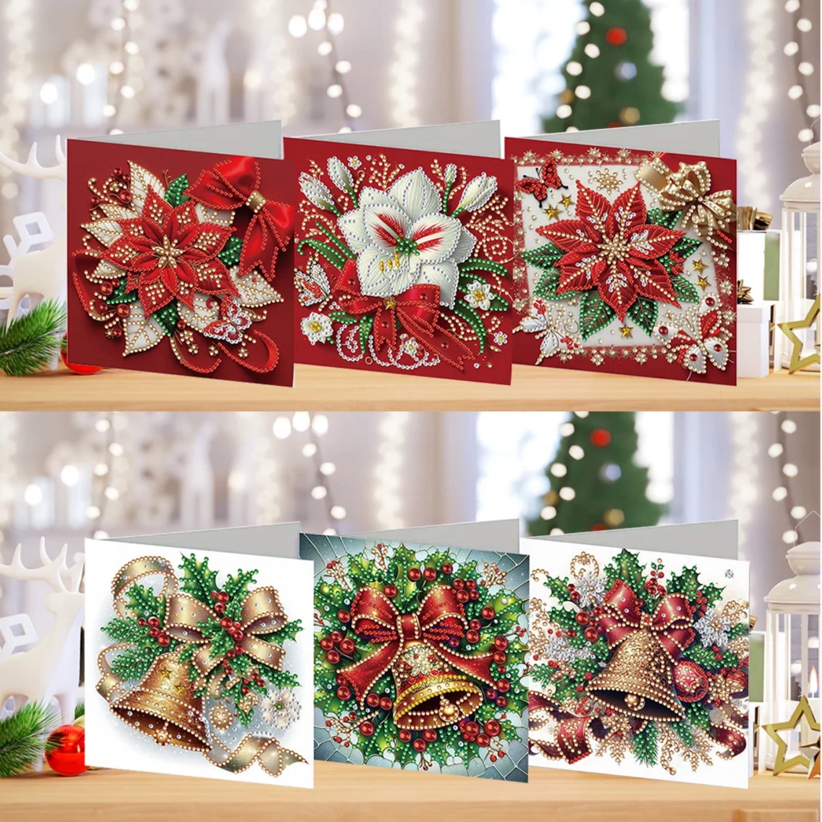 DIY Diamond Art Painting Greeting Card Set, 5D DIY Diamond Christmas ...