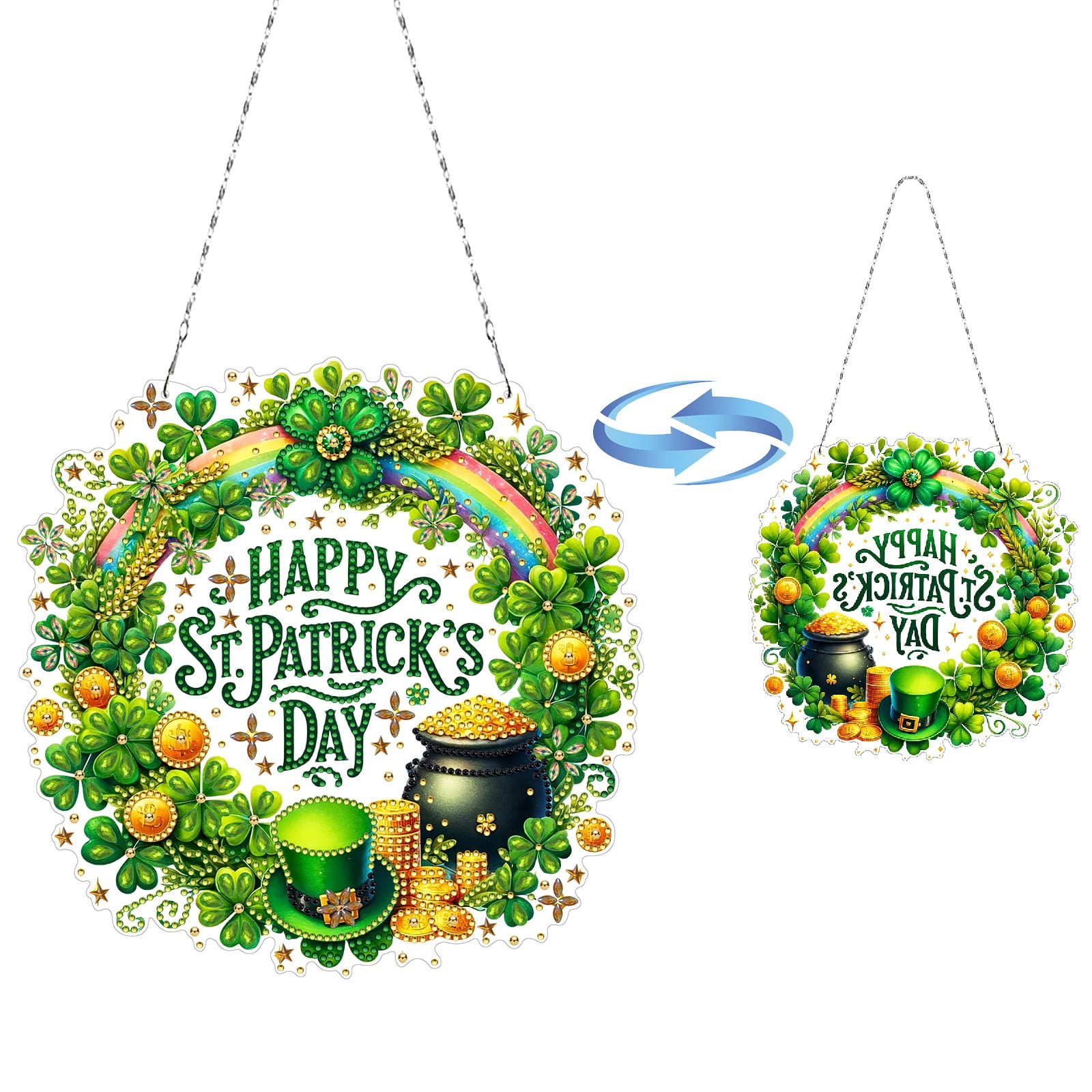 DIY Diamond Art Painting Pendant Ornament St. Patrick's Day Four-Leaf ...