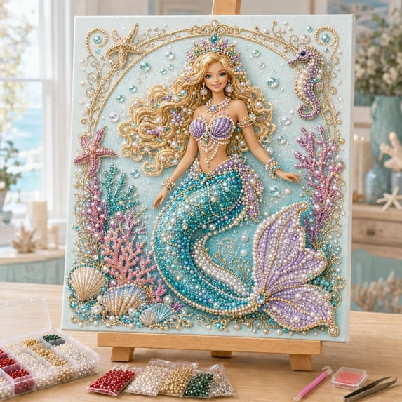 DIY Diamond Painting Kit, DIY Mermaid Portrait Diamond Painting Kit ...
