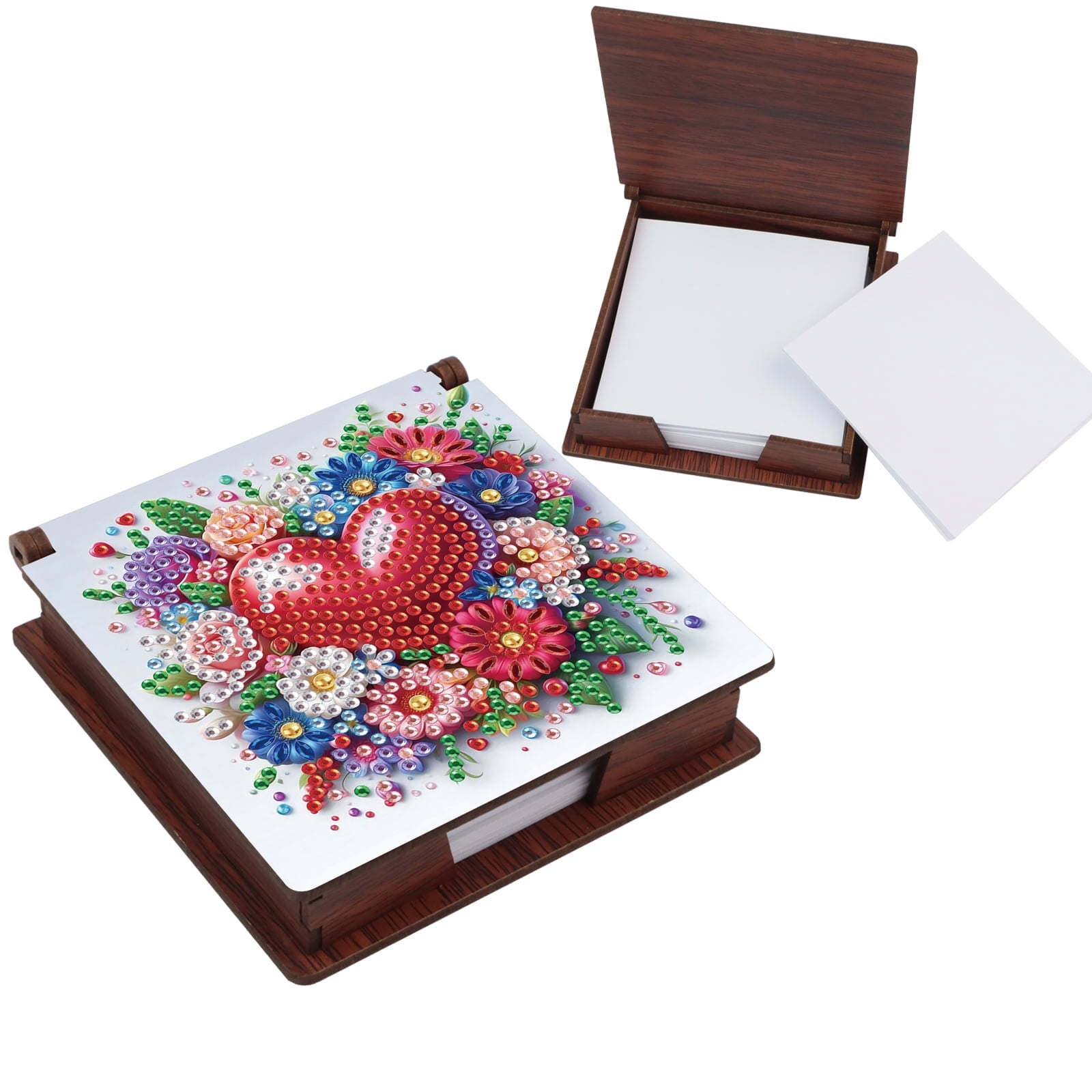 DIY Diamond Painting Kit for Memo Box Featuring heart-shaped flowers ...