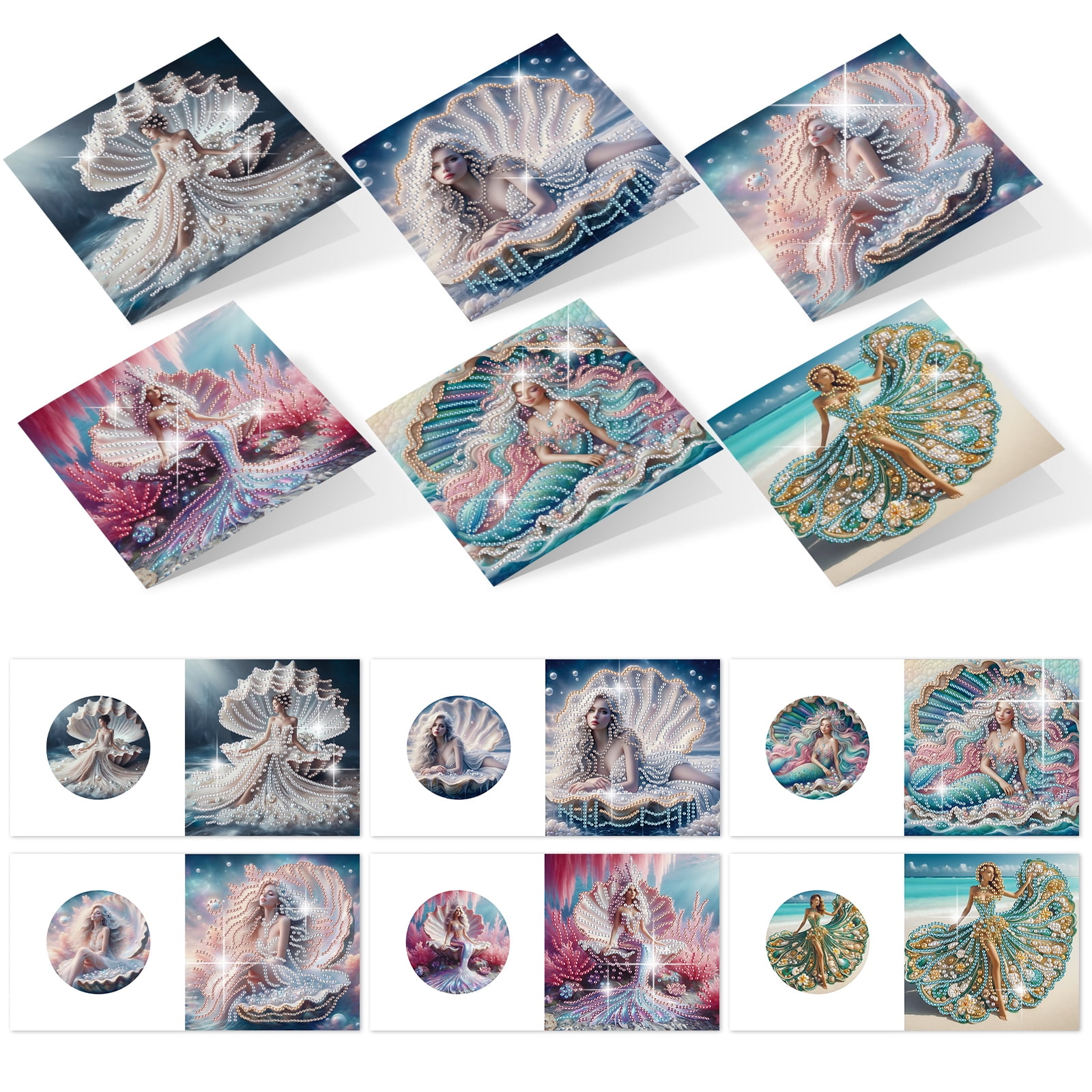 DIY Diamond Painting Kit Round Storage Box, Blue Snowflake Pattern Tray ...