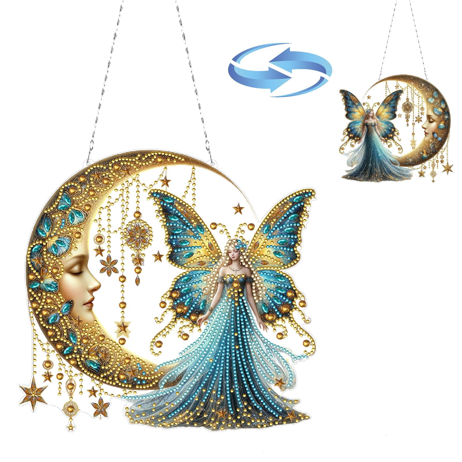 DIY Diamond Pendant, Diamond Art Painting Moon Fairy Creative Design ...