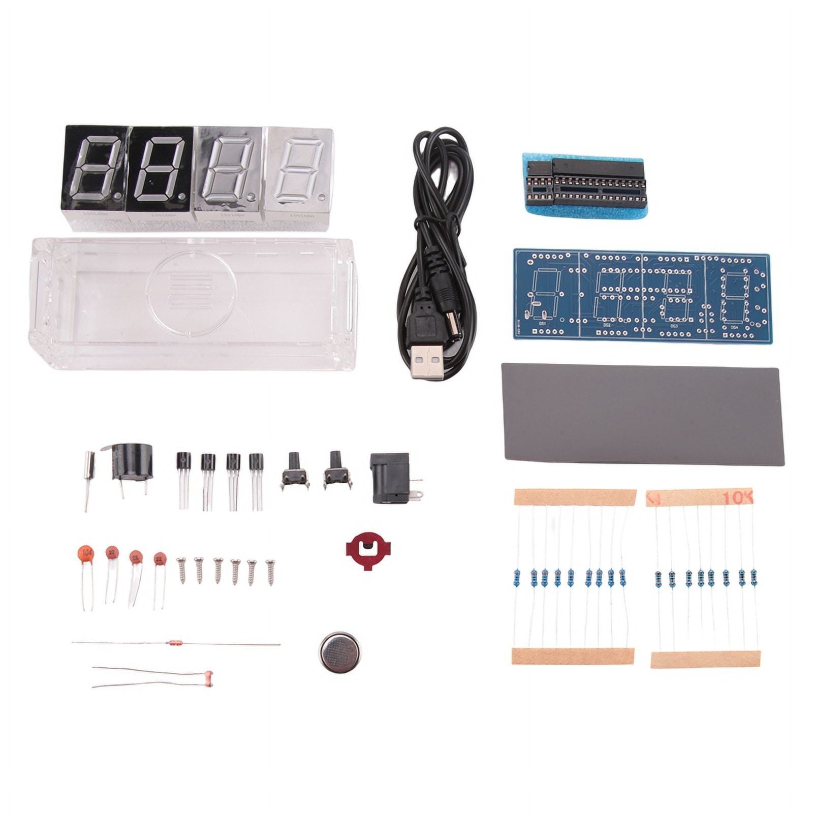 DIY Digital LED Clock Kit 4-Digit Light Control Temperature Date Time ...