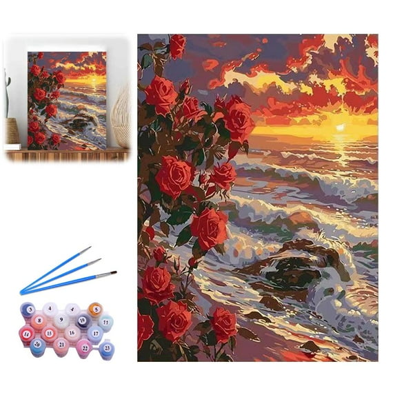 DIY Digital Oil Painting By Numbers Landscape Painting Canvas w/ Frame ...