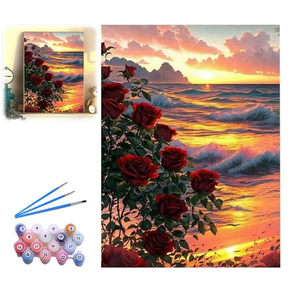 DIY Digital Oil Painting By Numbers Landscape Painting Canvas w/ Frame ...