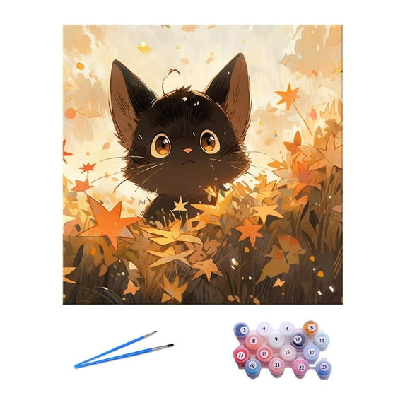 DIY Digital Oil Painting Cute Little Cat Hand Coloring Decoration N e w ...