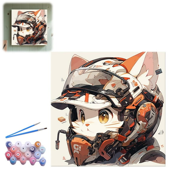 DIY Digital Painting Hand Filled Graffiti Cat Digital Oil Painting ...