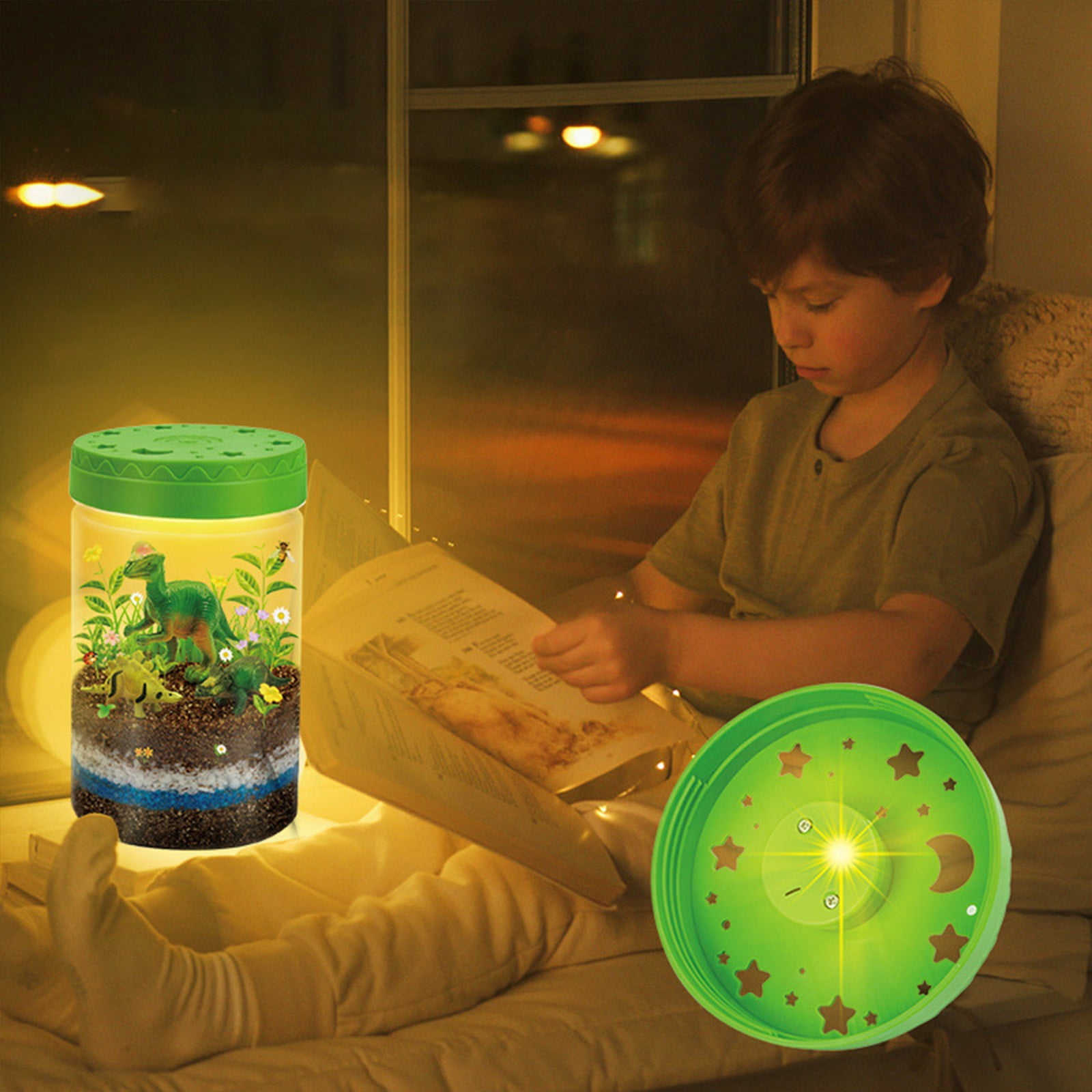 DIY Dinosaur Garden Kit, Buildable Dinosaur Terrarium with LED Light ...