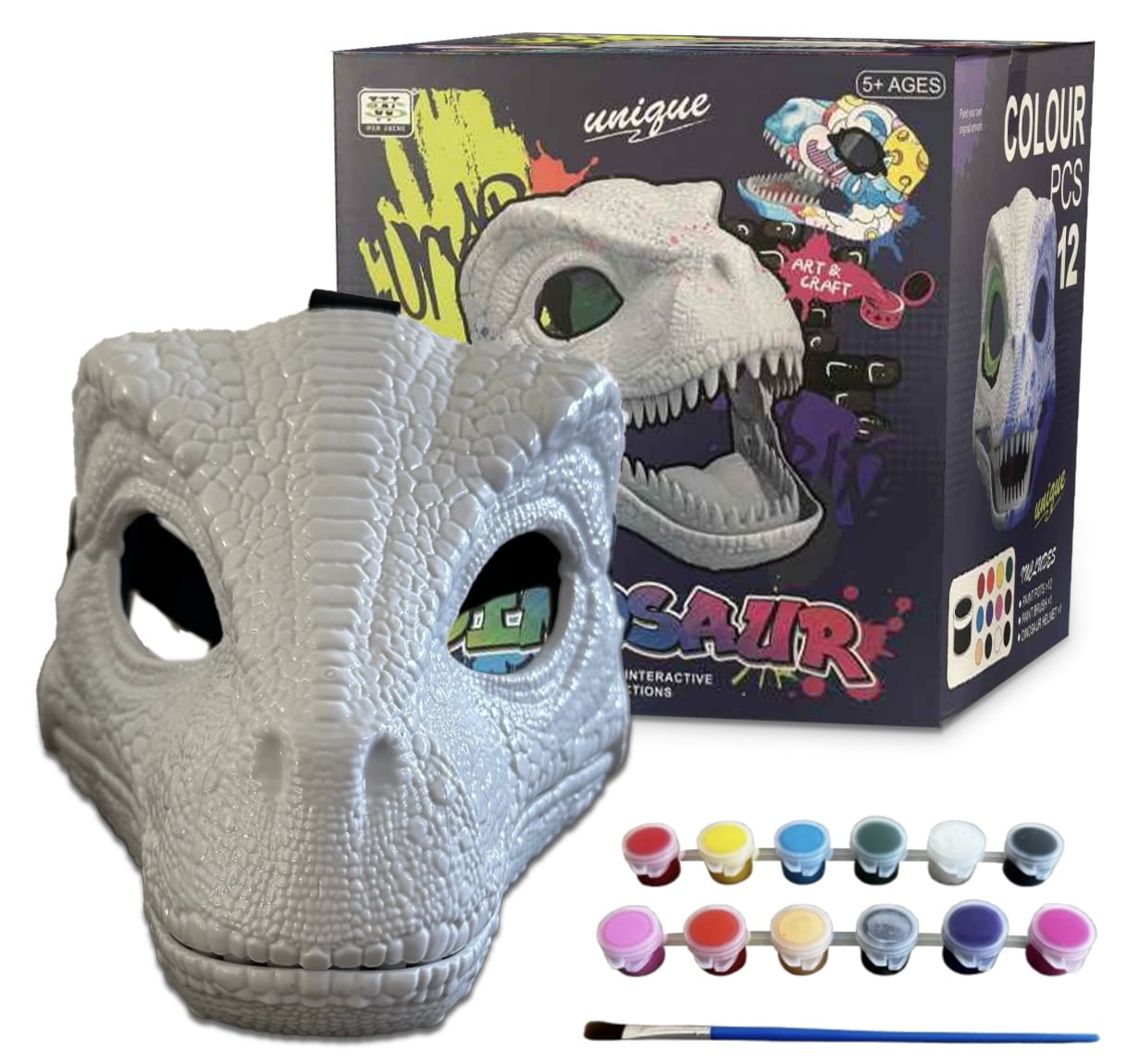 Masks by Kay Kay, DIY Dinosaur Mask Kit, White Plastic, Moving Jaw ...