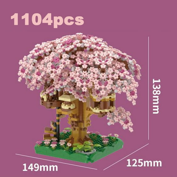 DIY Discoloration Cherry Blossom Flower Pink Tree House Train Assembly ...