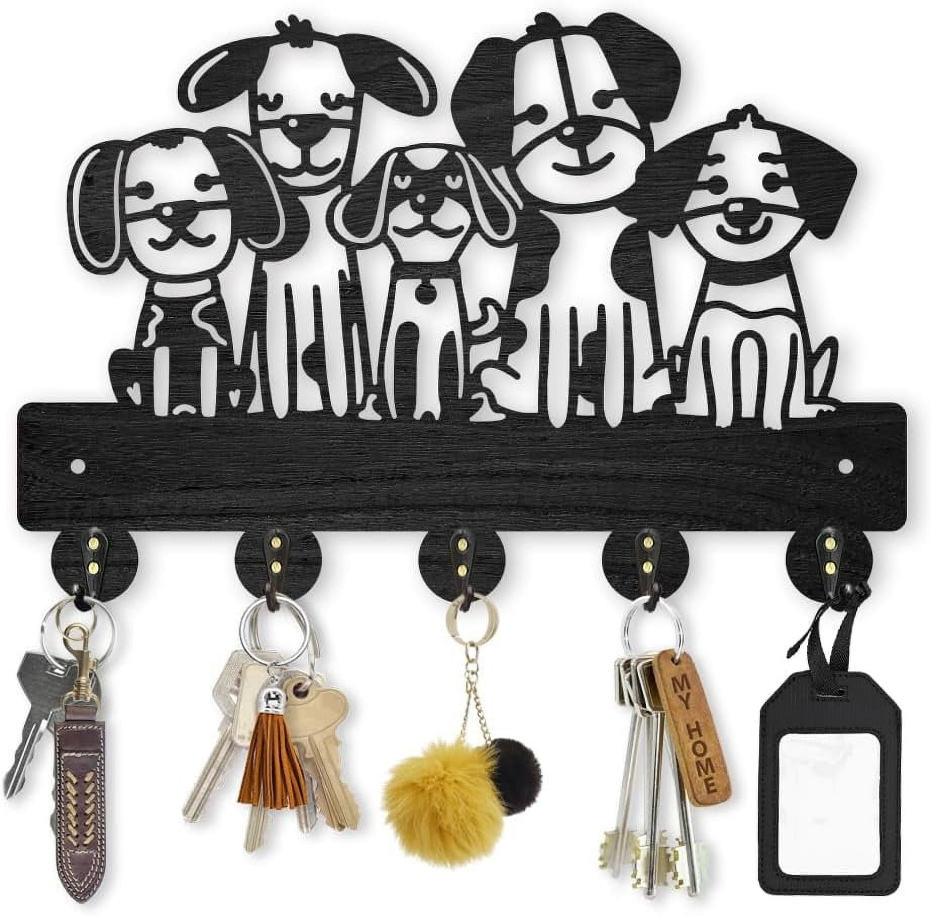 DIY Dog Coat Hook Wall Mount 11.8×7.9inch Wood Cute Dog Key Holder for ...