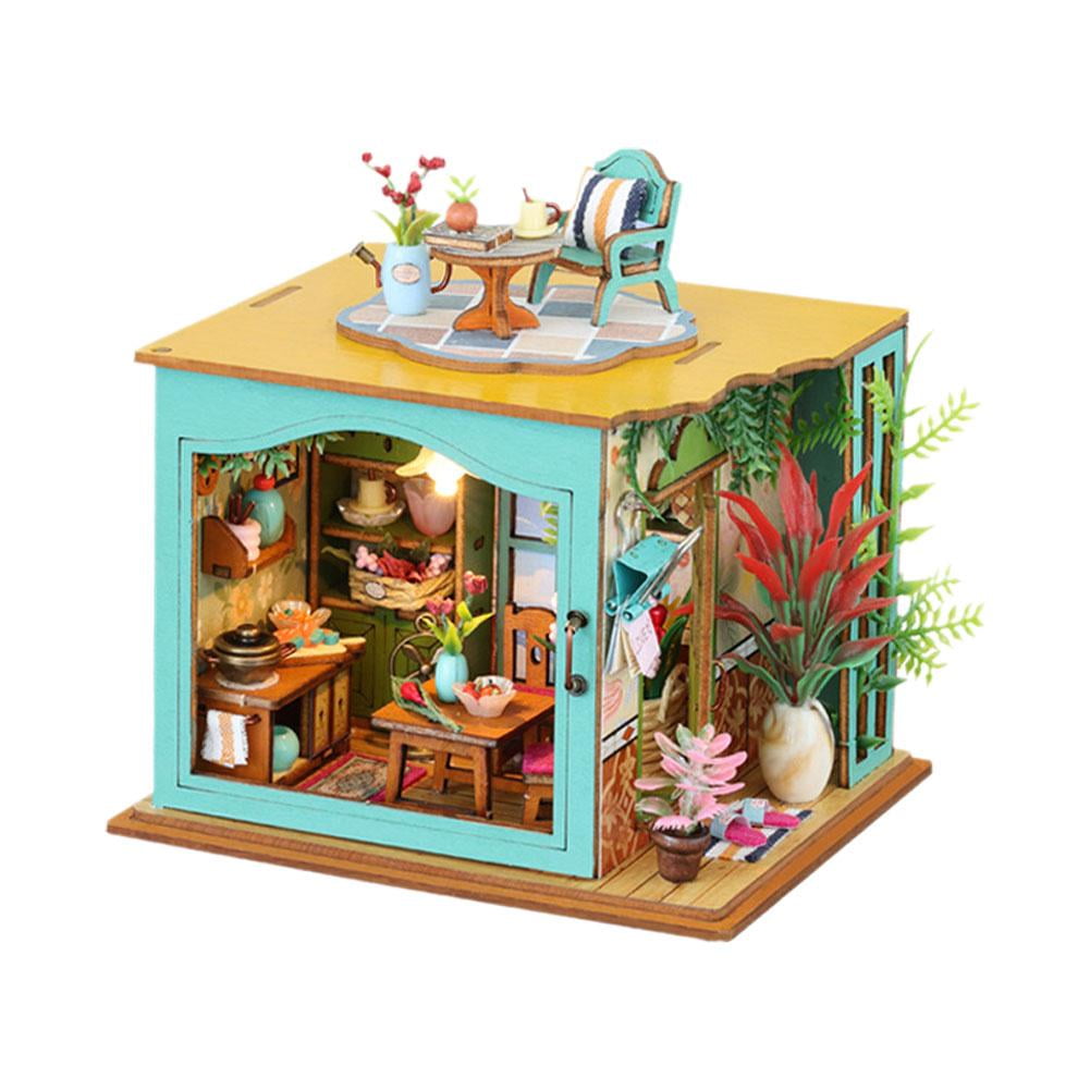 DIY Doll House Toys,DIY Miniature Kit with LED Light Wooden Dolls House ...