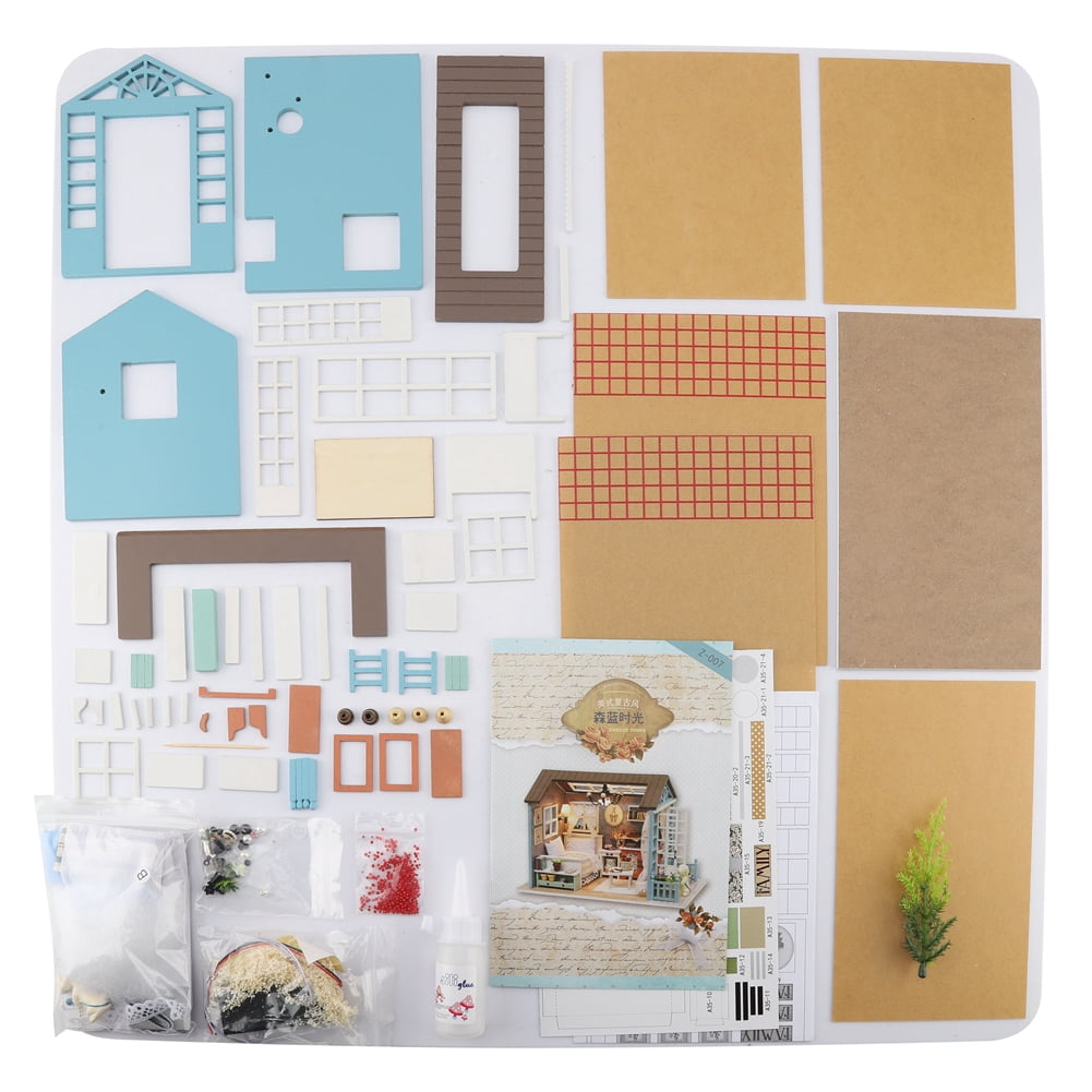 DIY Dollhouse For Adult Gift, Miniature Wooden Furniture Kit with Non ...