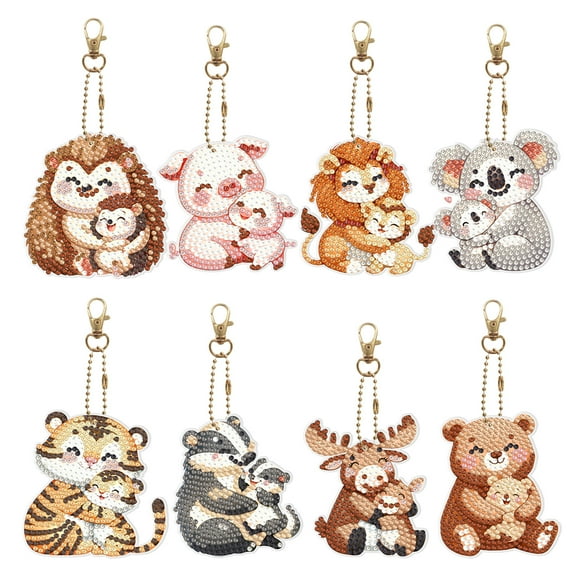 DIY Dot Diamond Keychain Diamond Art Painting Creative Cartoon Pattern Design Diamond Acrylic ...