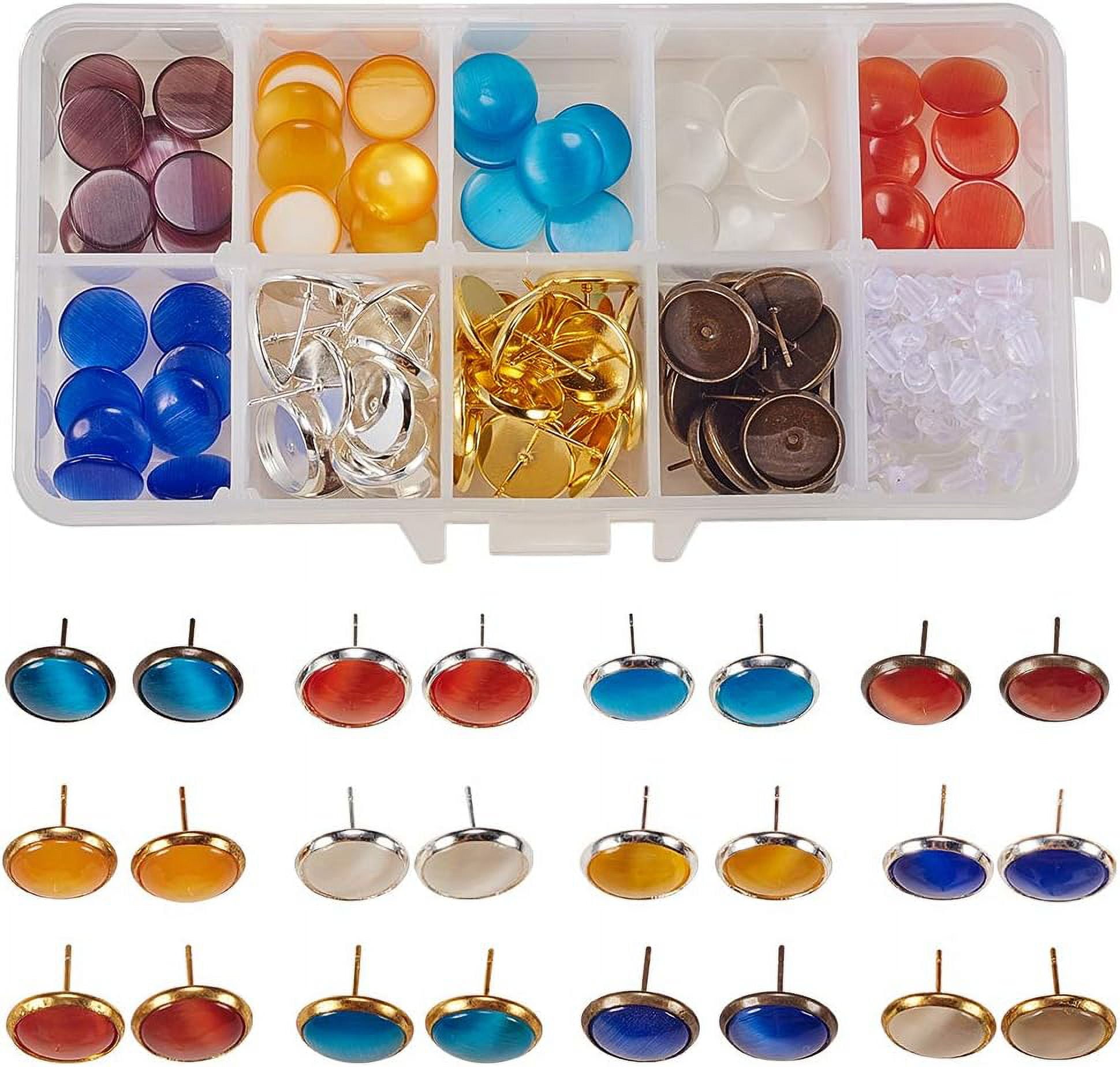 DIY Earring Making with Cat Eye Cabochons Brass Stud Earring Findings ...
