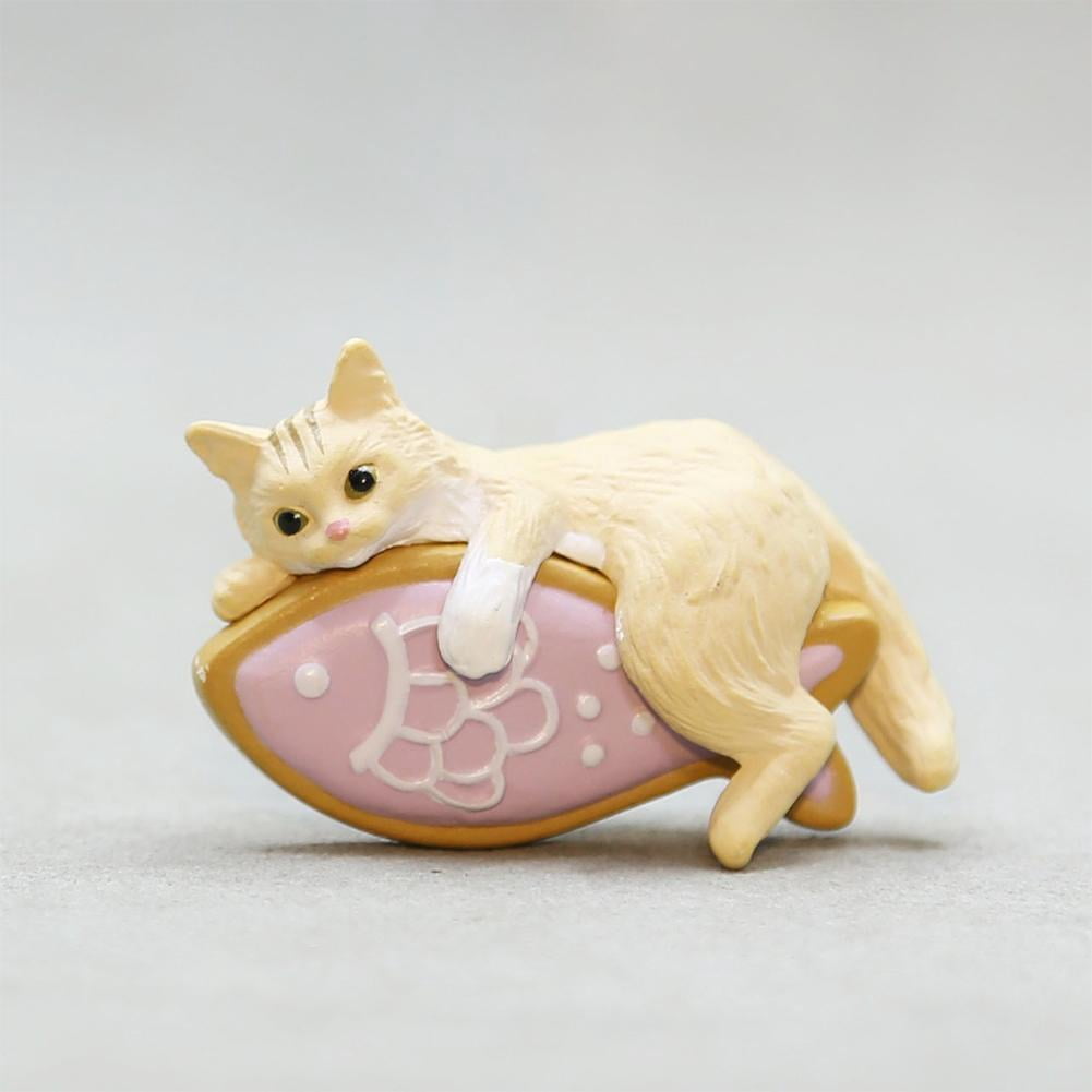 DIY Edge Cat Figurines Simulation Resin Cat Refrigerator Sticker Mate ...