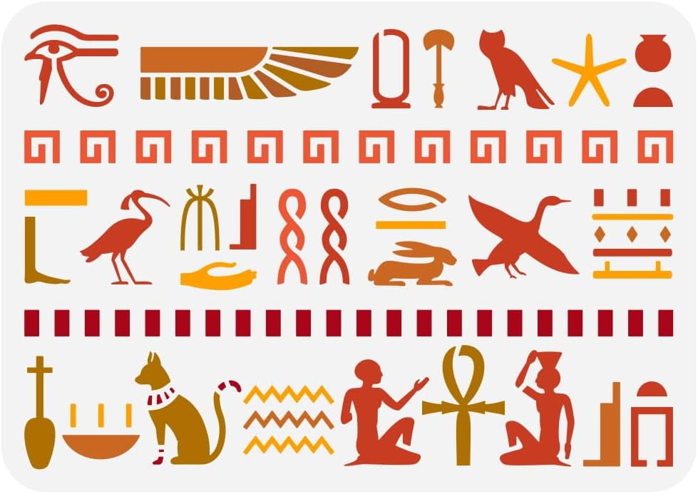 DIY Egyptian Hieroglyphs Painting Stencil 8.3x11.7 inch Reusable Eye of ...