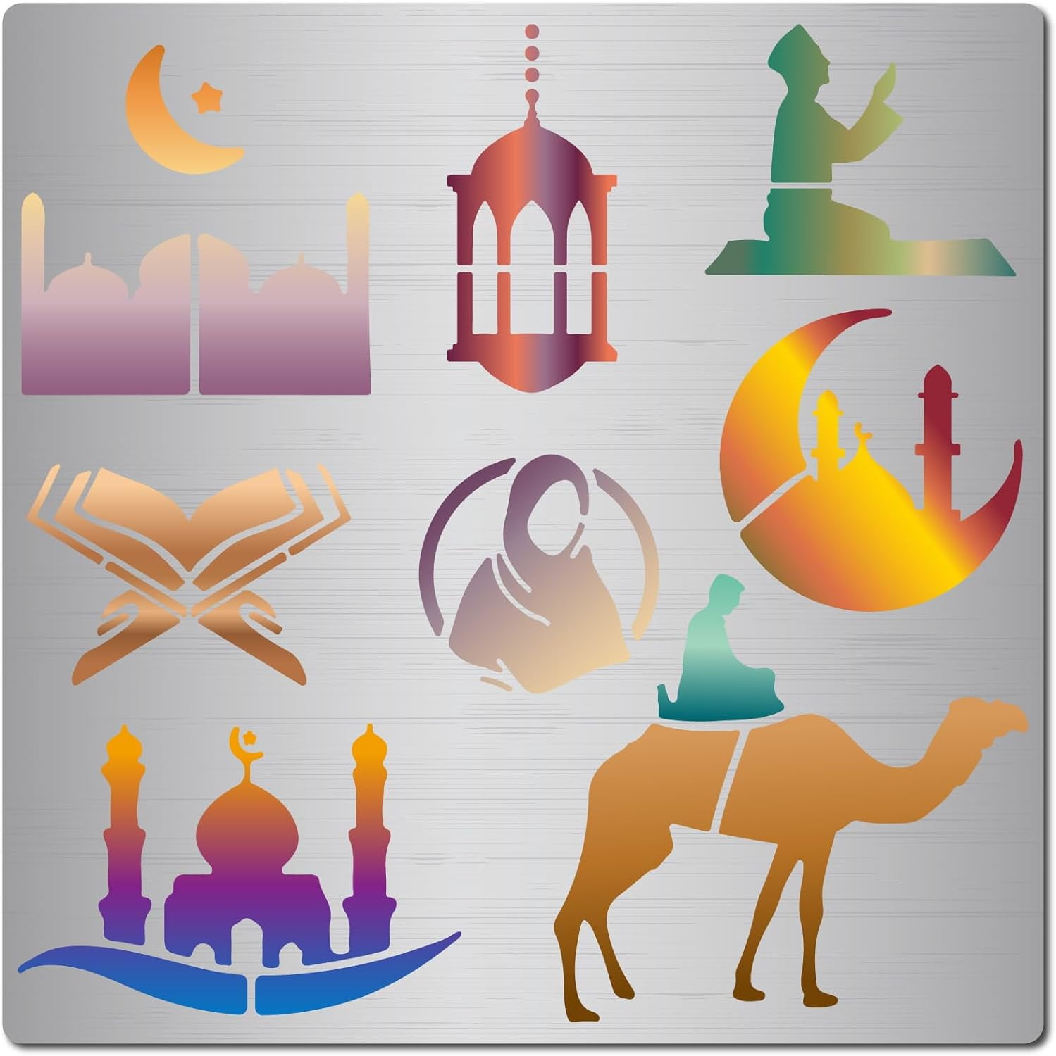 DIY Eid Mubarak Stencil Ramadan Mosques Moon Lantern Stainless Steel ...
