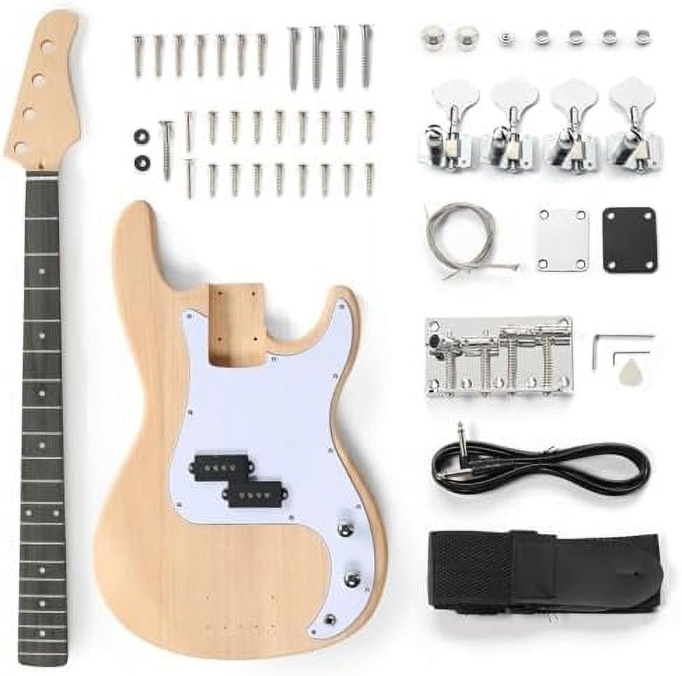 DIY Electric Guitar Kit, 46Inch DIY Bass Guitar Kit with Mahogany Body ...