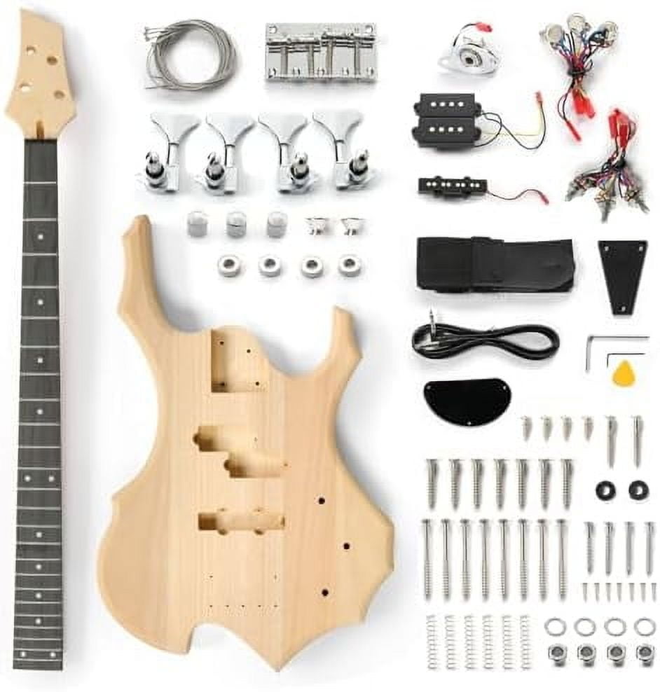 DIY Electric Guitar Kit, 46Inch DIY Bass Guitar Kit with Mahogany Body ...