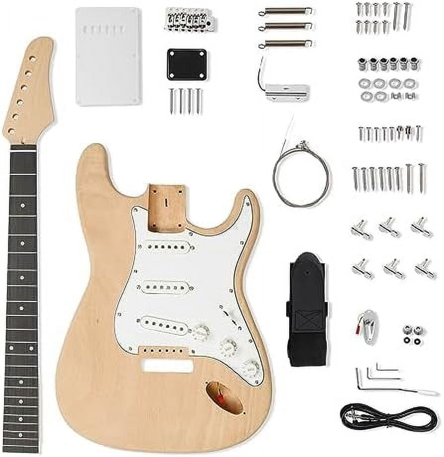 DIY Electric Guitar Kit with Mahogany Body, KST-Style 6 Strings Electric Guitar Kits /Maple Neck ...