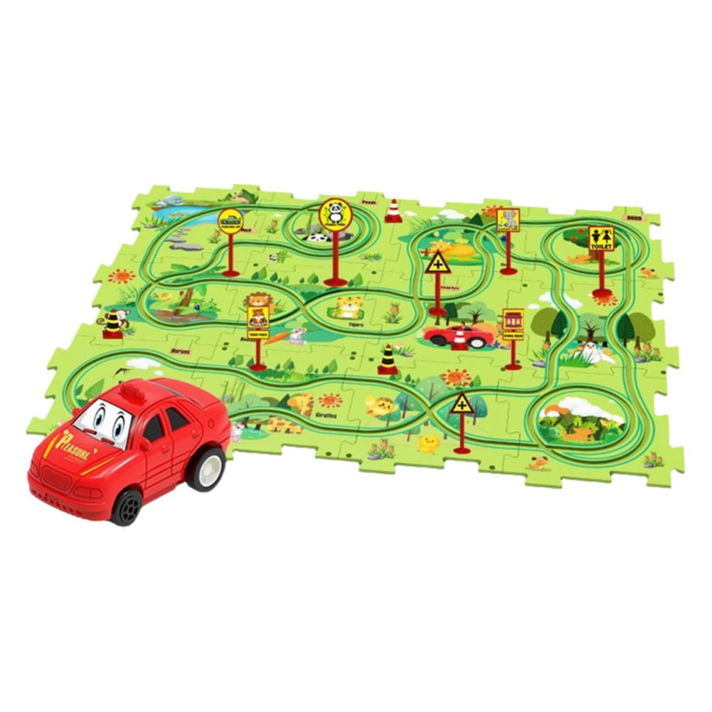 DIY Electric Push Car Race Track Set - Kids Assembly Puzzle Toy with ...
