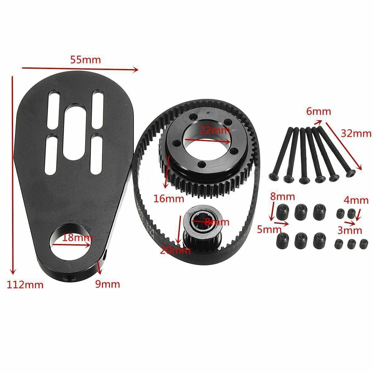 DIY Electric Skateboard Parts Pulleys & Motor Mount Belt Kit for 70 ...