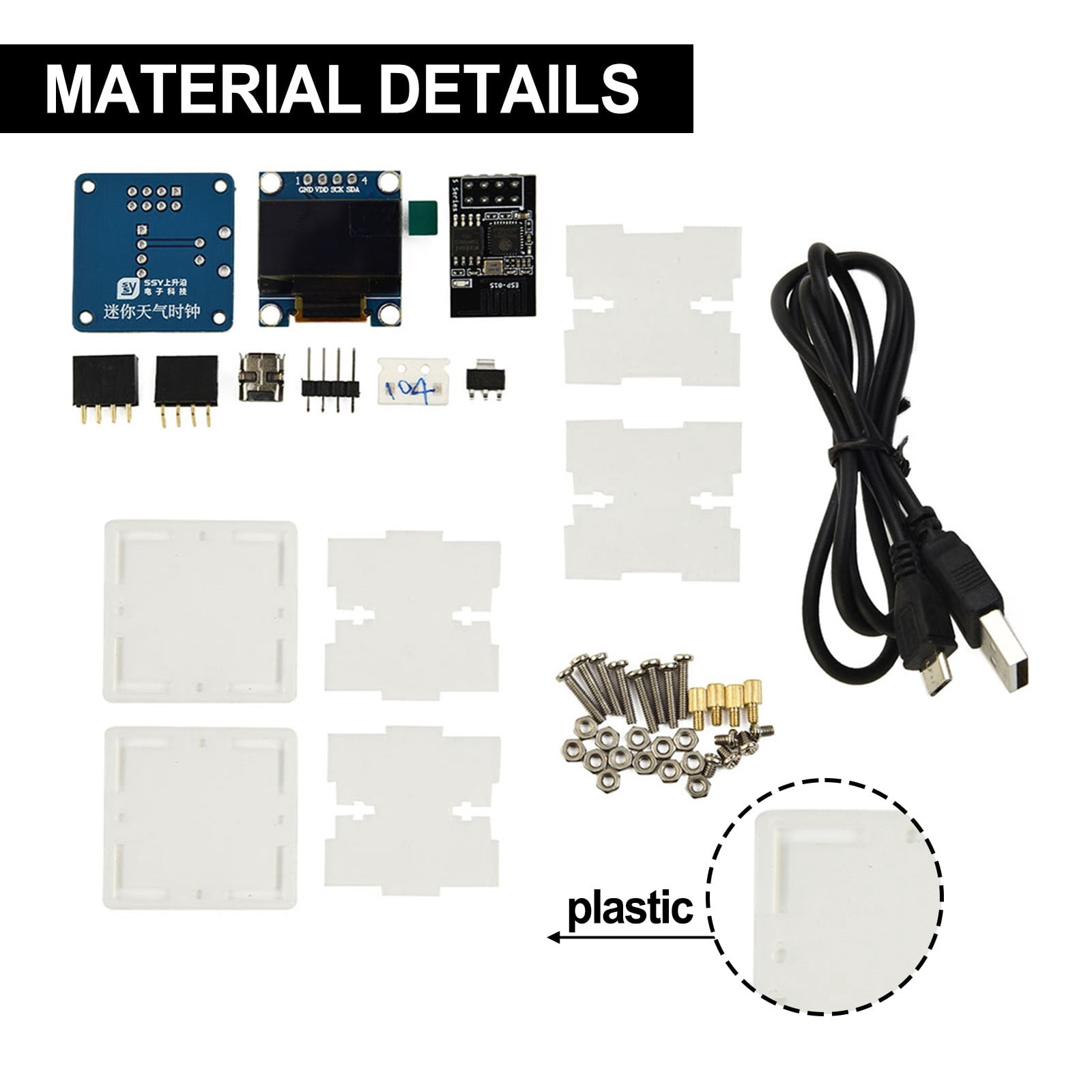 DIY Electronic Clock Kit with Wifi Auto Timing and Transparent Acrylic ...