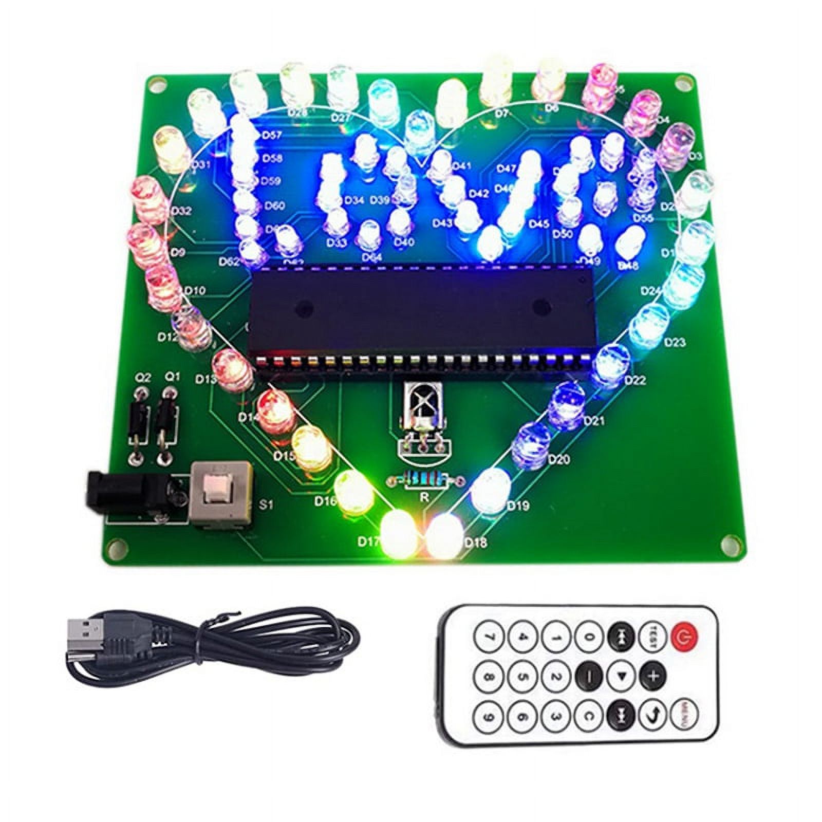 DIY Electronic Kit Colorful LED Flash Love Heart DIY Remote Control ...