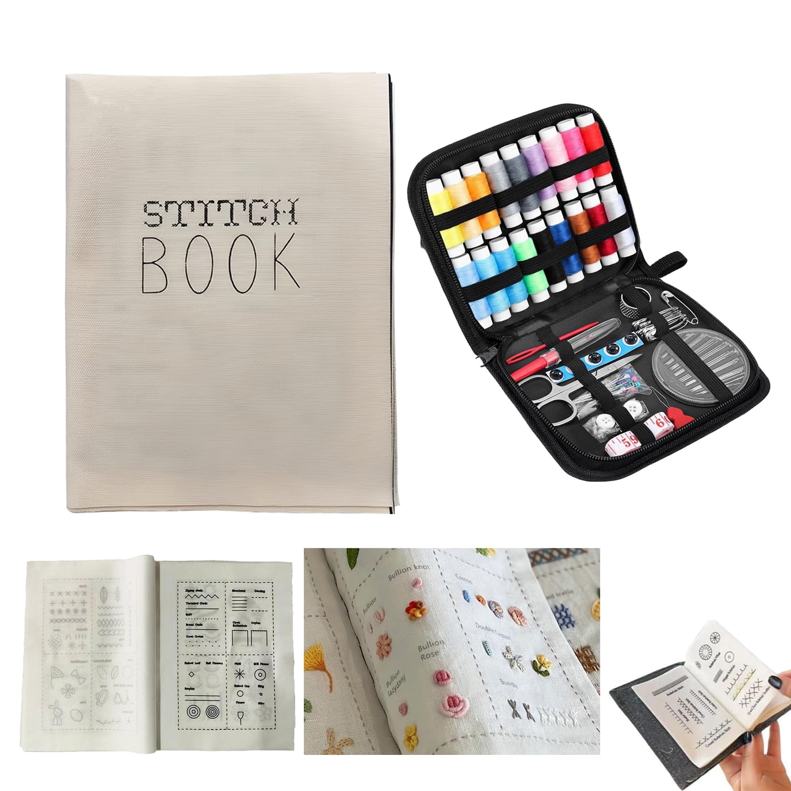 DIY Embroidery Book Kit with 86+ Sewing Patterns & Stitch Guide ...