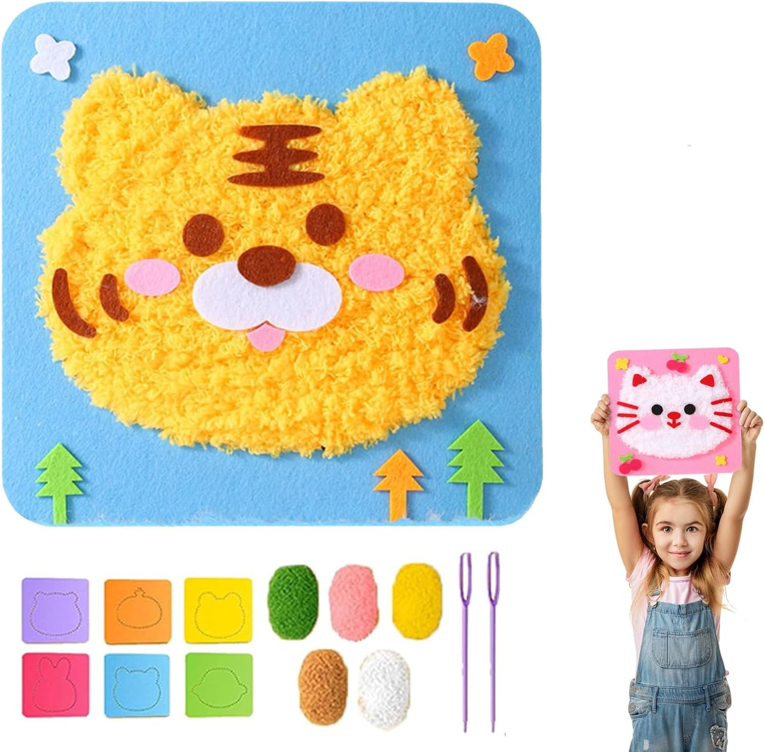 DIY Embroidery Doll Set, Cartoon Animal Sewing Arts and Crafts Kit for ...