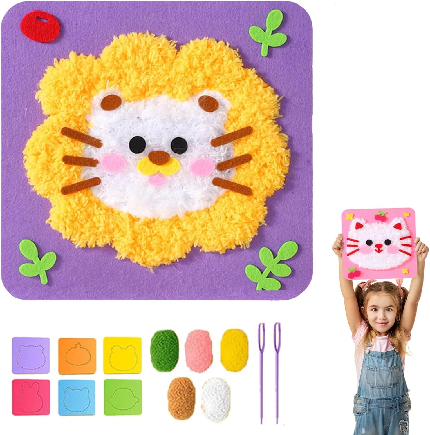 DIY Embroidery Doll Set, Cartoon Animal Sewing Arts and Crafts Kit for ...