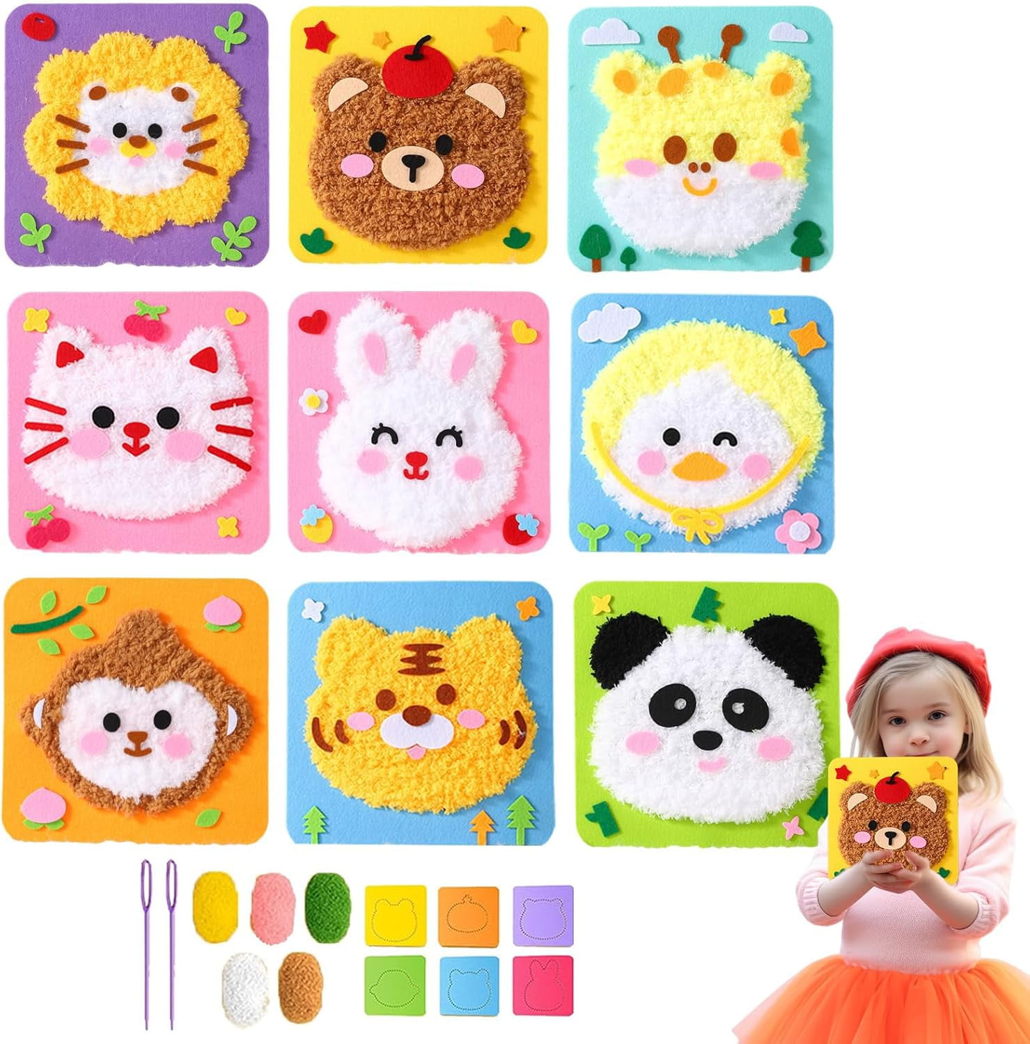 DIY Embroidery Doll Set,Cartoon Animal Sewing Craft Kit,Embroidery Doll ...