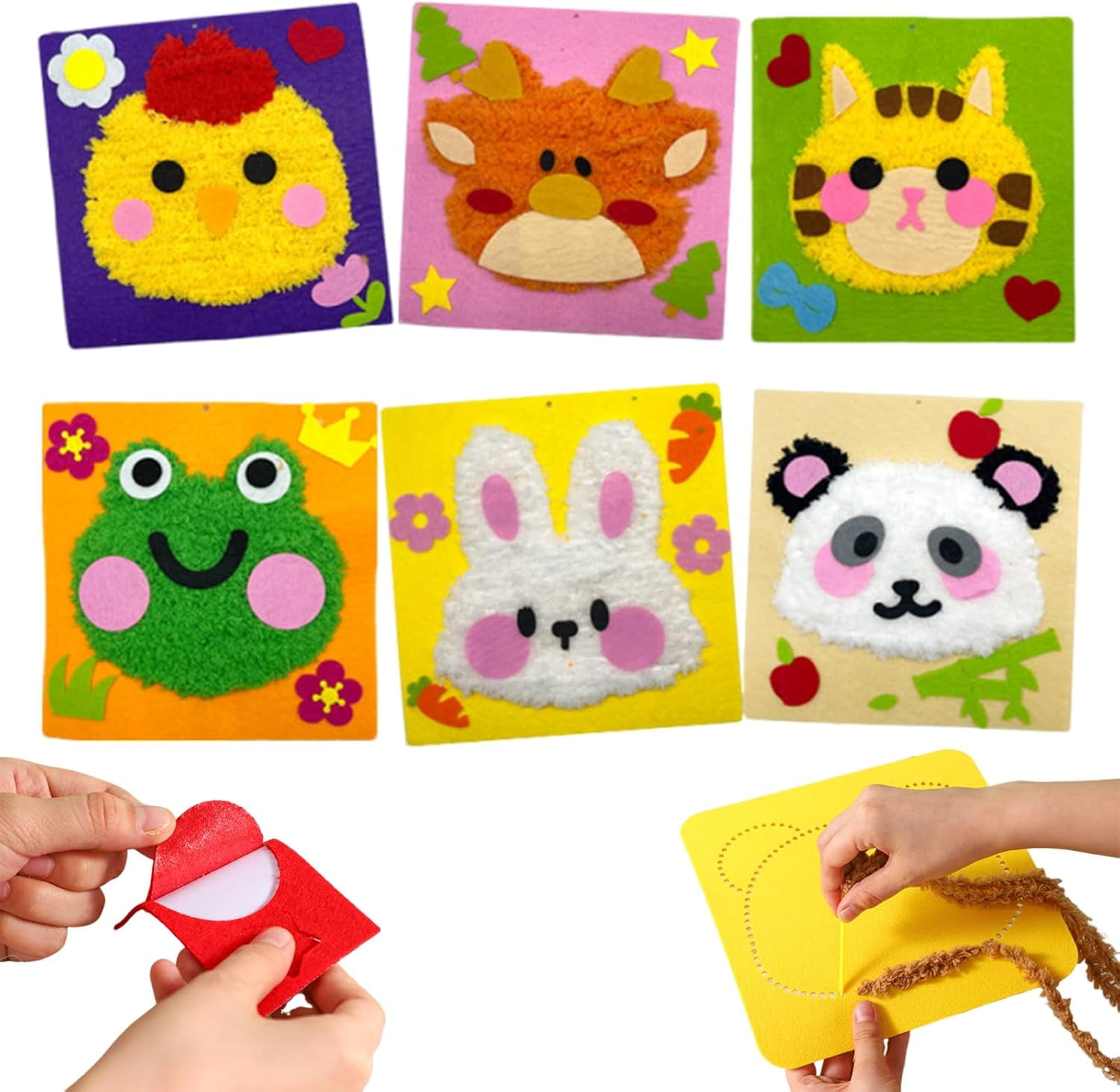 DIY Embroidery Doll Set, Cartoon Animal Sewing Craft Kit, Townscloud ...