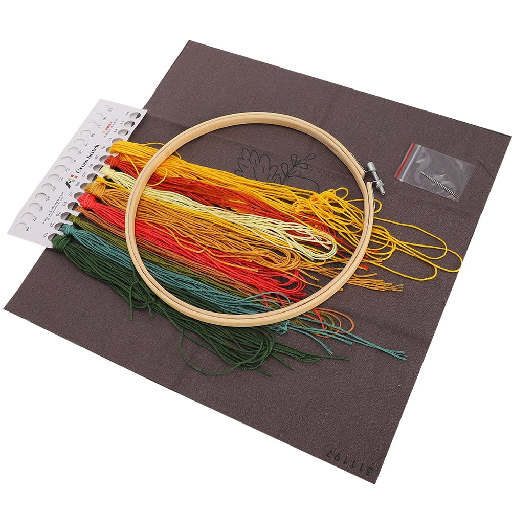 DIY Embroidery Kit Flower Crossed Stitch Unfinished Handwork with 20cm ...