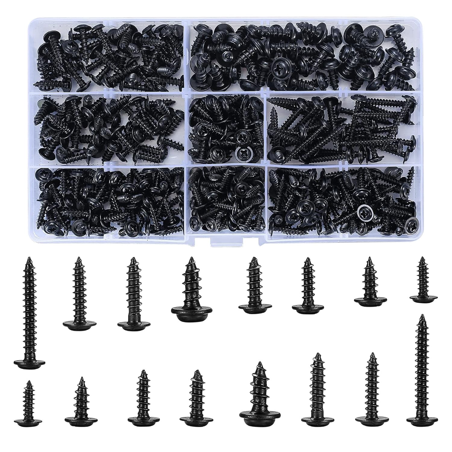 DIY Enthusiast's Dream, Assortment Kit of Black Carbon Steel Screws ...