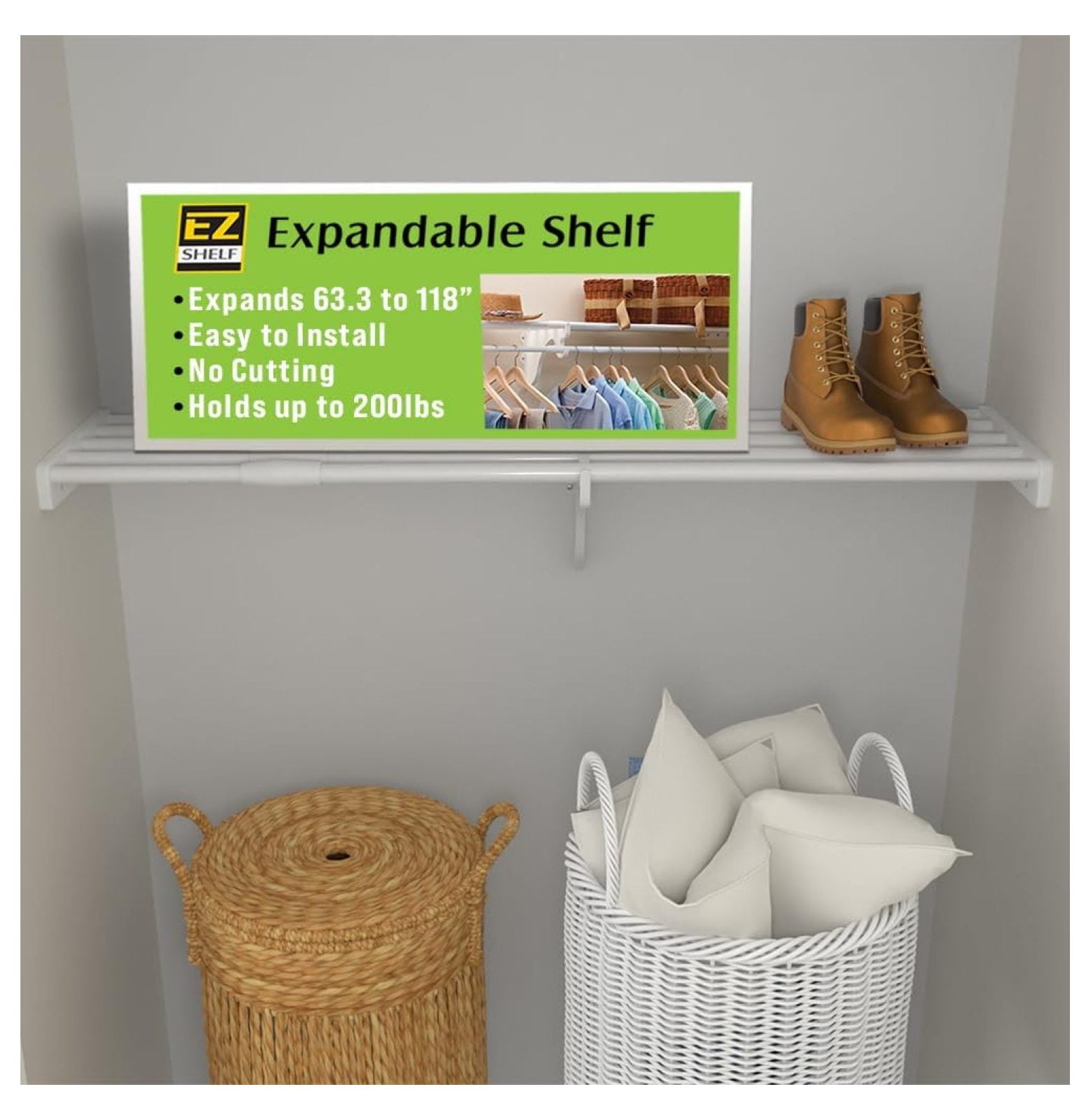 DIY Expandable Closet Shelf (NO Hanging Rod) Easy to Install to 2 ...