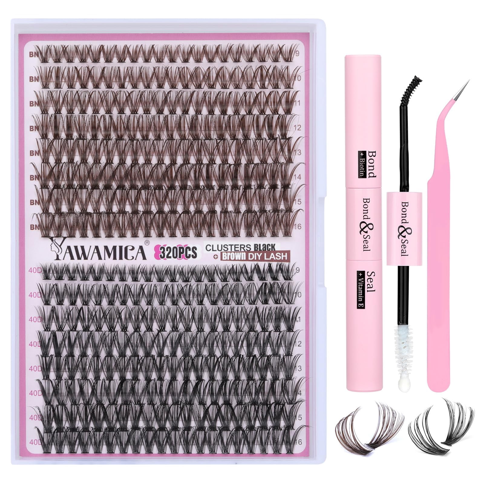 DIY Eyelash Extension Kit SSF20 320pcs Individual Lashes Black Brown ...