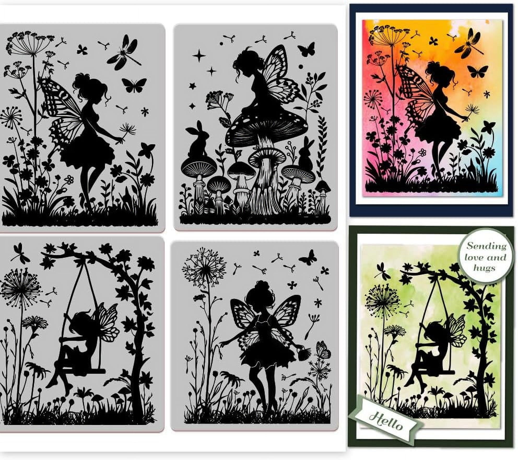 DIY Fairy Dandelion Cling Rubber Stamp 7.09x8.66inch Butterfly Fairy ...