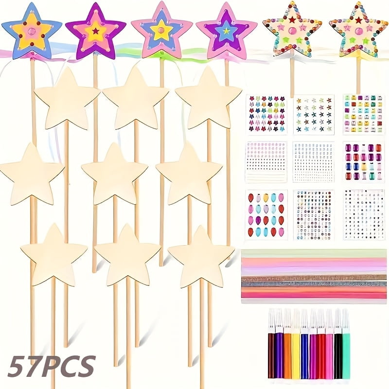 [DIY Fairy Wands Set]57 Pcs Unfinished Star Princess Fairy Wands Kit ...