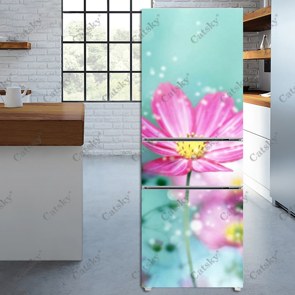 DIY Family Fridge Door Flower Printing Cover Wall Sticker Self-adhesive ...