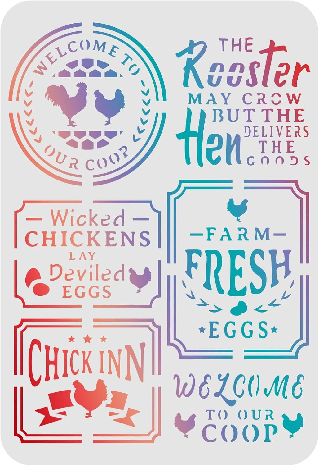 DIY Farm Chicken Coop Drawing Painting Stencils Templates (11.6x8.3inch ...
