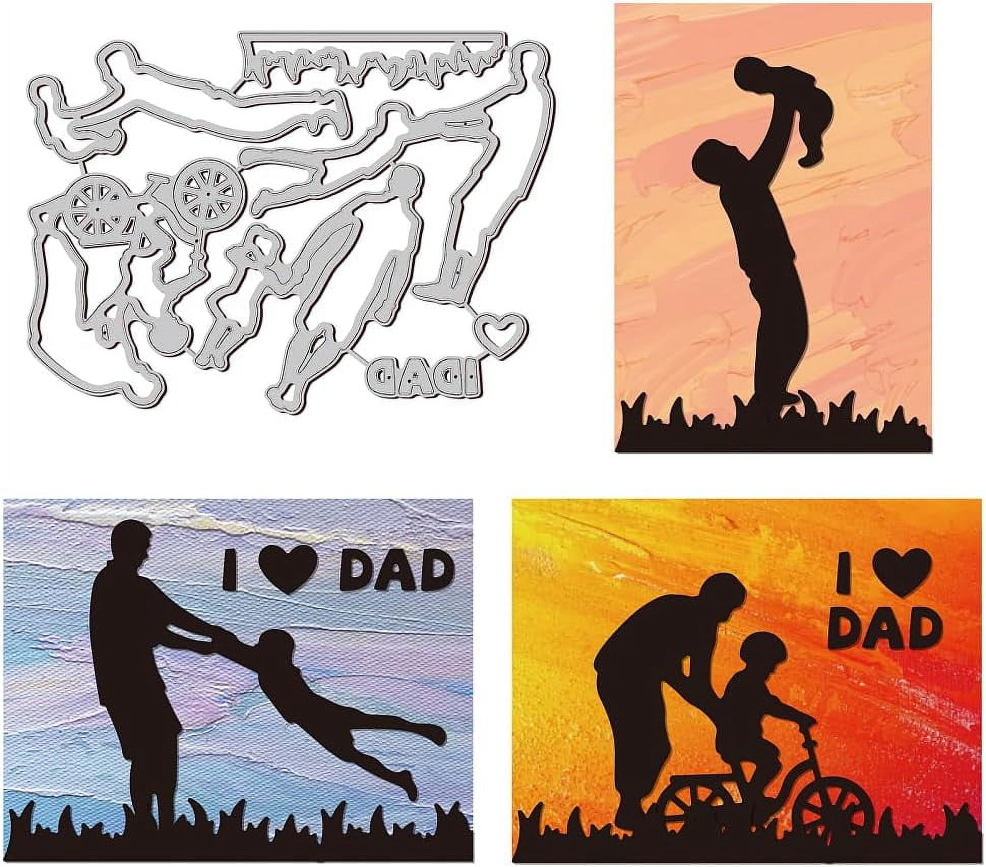 DIY Father Silhouette Cutting Die Metal Happy Father's Day Die Cuts ...