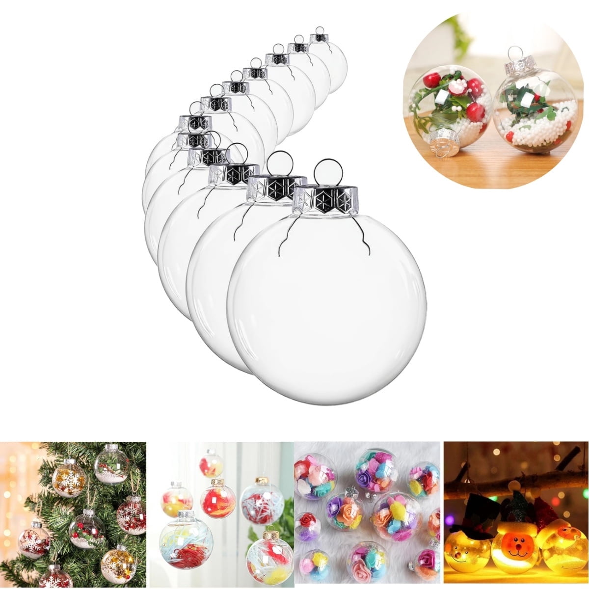 DIY Fillable Ball,Plastic Fillable Ball,QZS Christmas Tree Clear ...