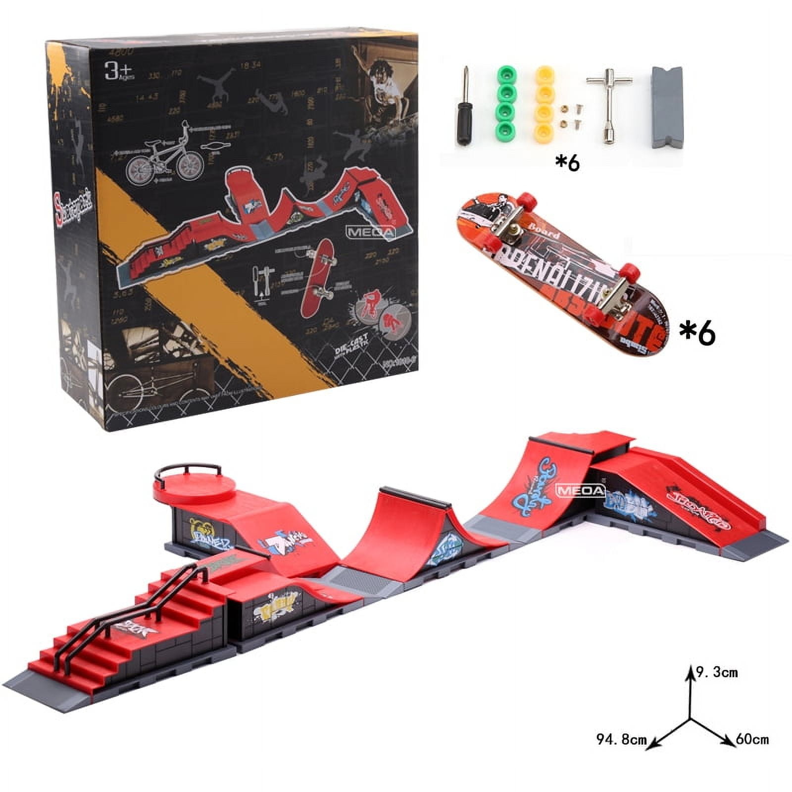 Finger Skateboard Park 14-in-1 Kit With Ramps, 8 Fingerboards & Finger ...